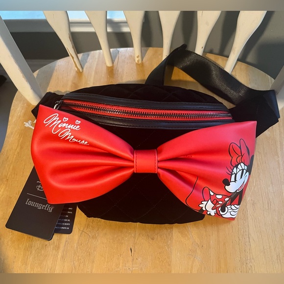 Loungefly | Bags | Loungefly Disney Minnie Mouse Bow Velvet Quilted ...